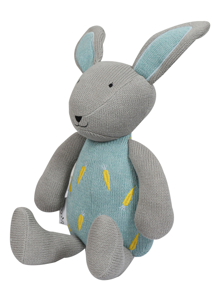 Knitted Soft Toy Blue Bunny With Carrot – Pomme
