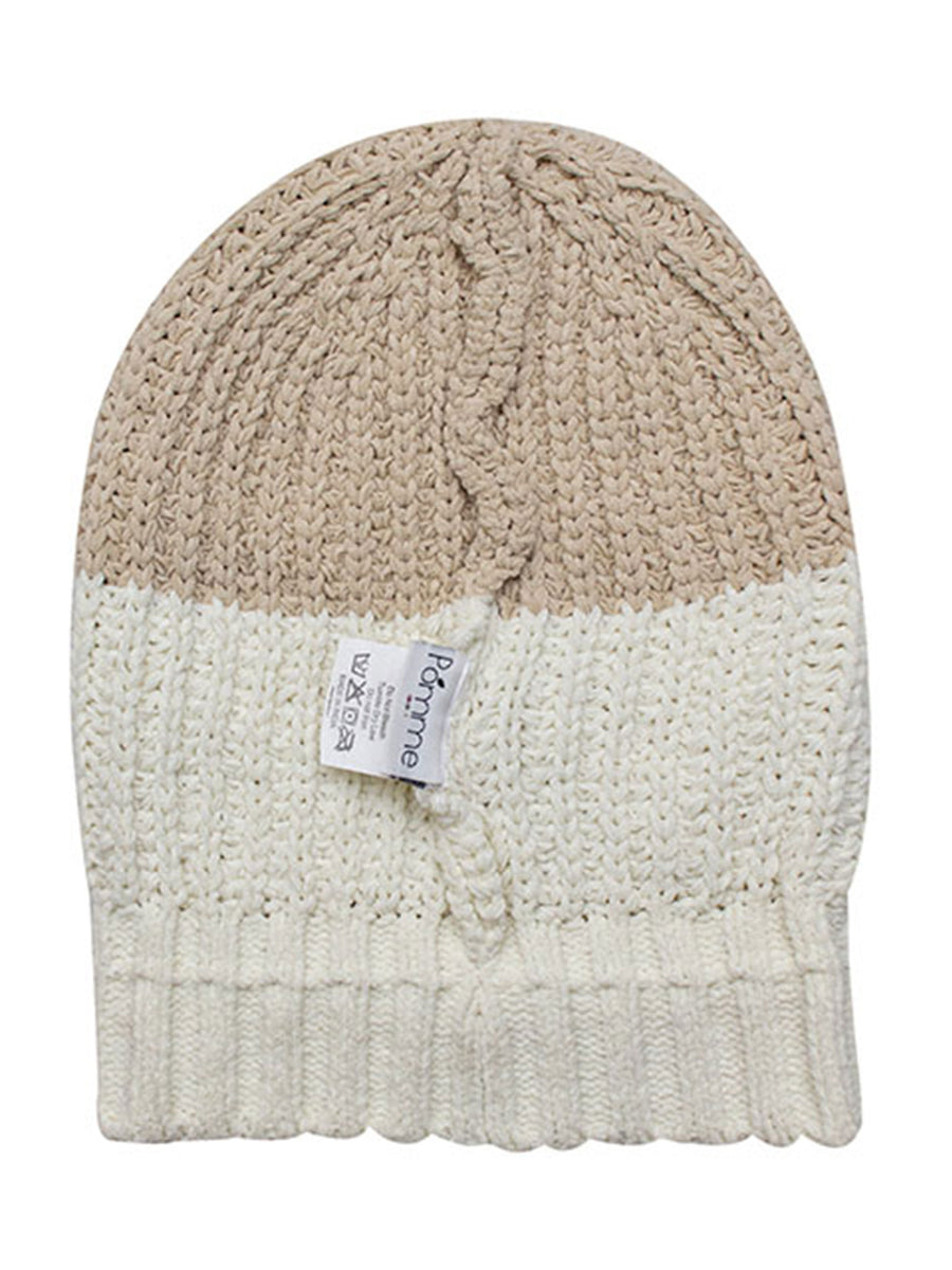 Knitted Cap -- Bleached Sand + Ivory – Pomme